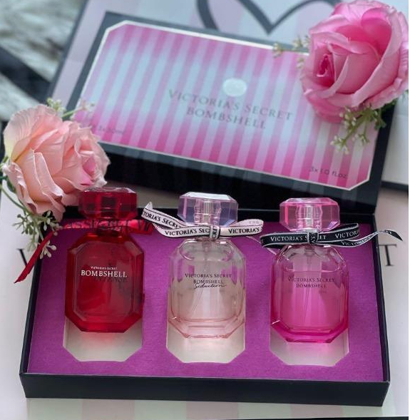 ORIGNAL Victoria's Secret BOMBSHELL Fragrance Miniature Perfume Gift Set 3in1 / 30 ML | Shopee ...