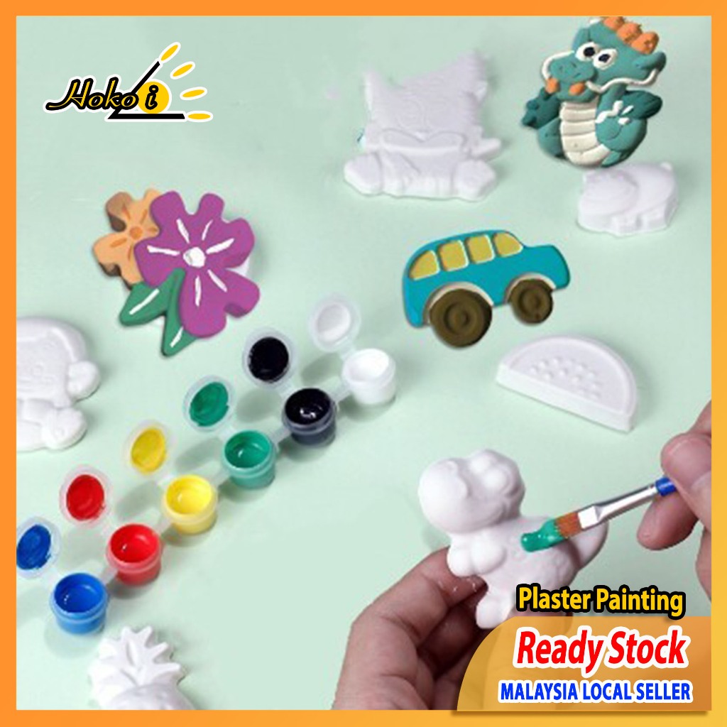Children DIY 3D Gypsum Painting Kids Plaster Coloring Art Craft Mewarna ...