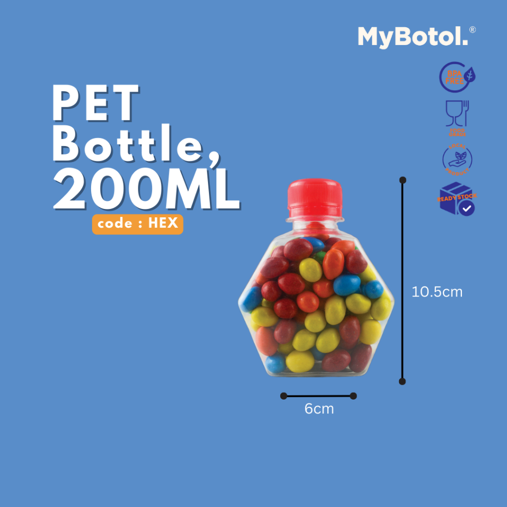 [mybotol] 200ML BOTOL HEXAGON | 150PCS Per Bundle BOTOL PLASTIK | BOTOL ...