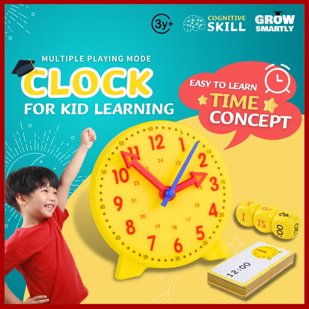 Clock for Kids Preschool Early Learning Time Kid Clock Toy Jam Belajar ...
