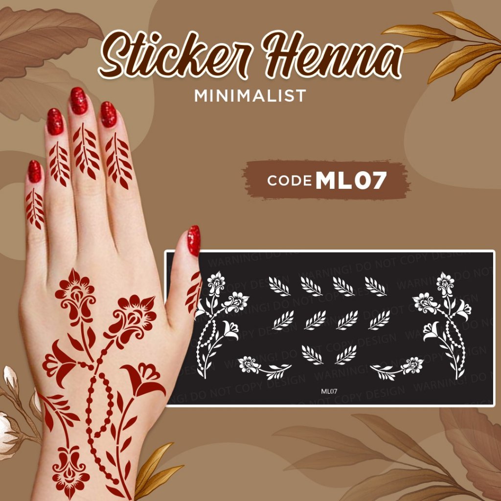 Stiker Inai Minimalis 2024 Henna Minimalist Sticker Latest Design ...