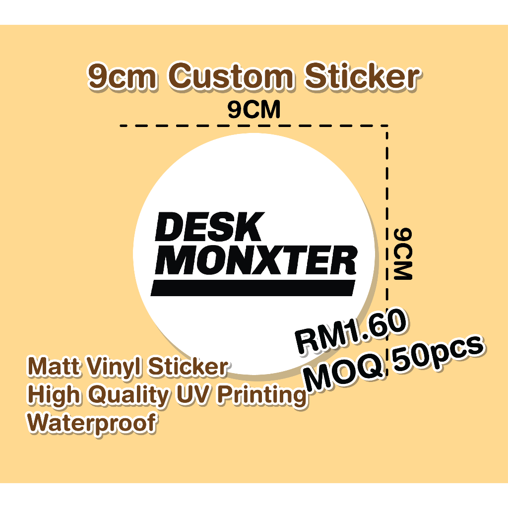 Desk Monxter Custom 9cm Die-Cut Matt Vinyl Sticker (MOQ 50pcs) | Shopee ...