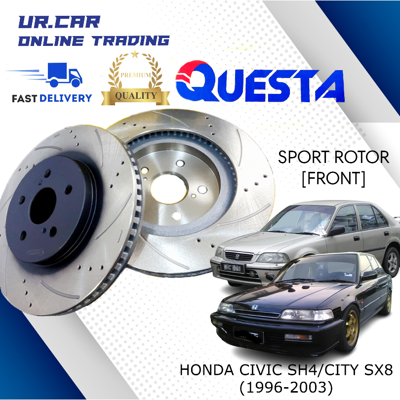 QUESTA HONDA CIVIC SH4 / CITY SX8 (1996-2003) BRAKE DISC ROTOR DRILLED ...