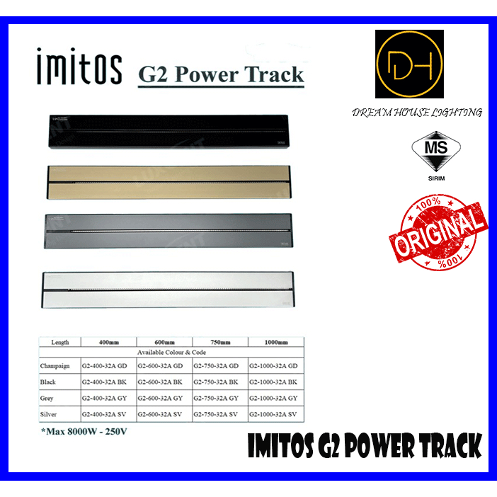 Imitos GEN2 Power Track Black/Grey/Gold/Silver 400/600/750mm Surface ...