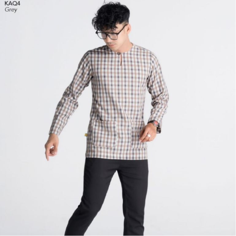 KURTA AQEEF ( GREY ) BY ELRAH KLASIK | Shopee Malaysia
