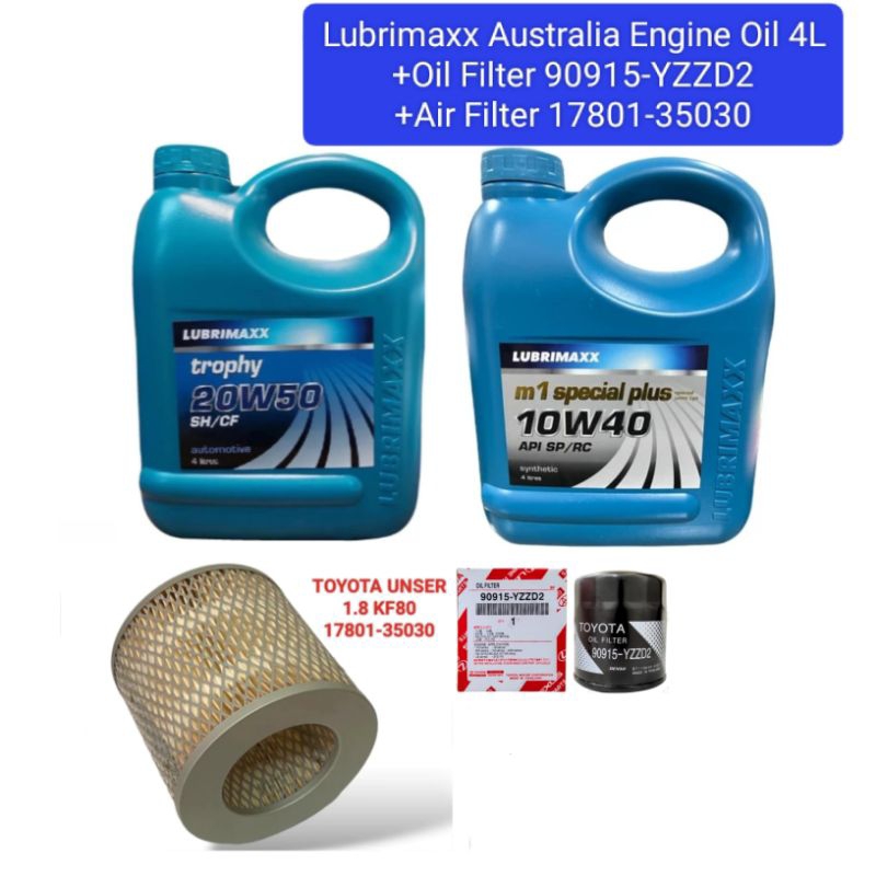 Toyota Unser 1.8 KF80 Service Set Lubrimaxx Australia Engine Oil 4Litre ...