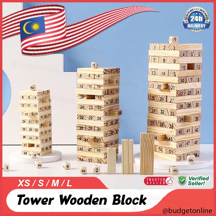 Wooden Blocks Stacking Balancing Game Tower Tumbling Board with Dice ...