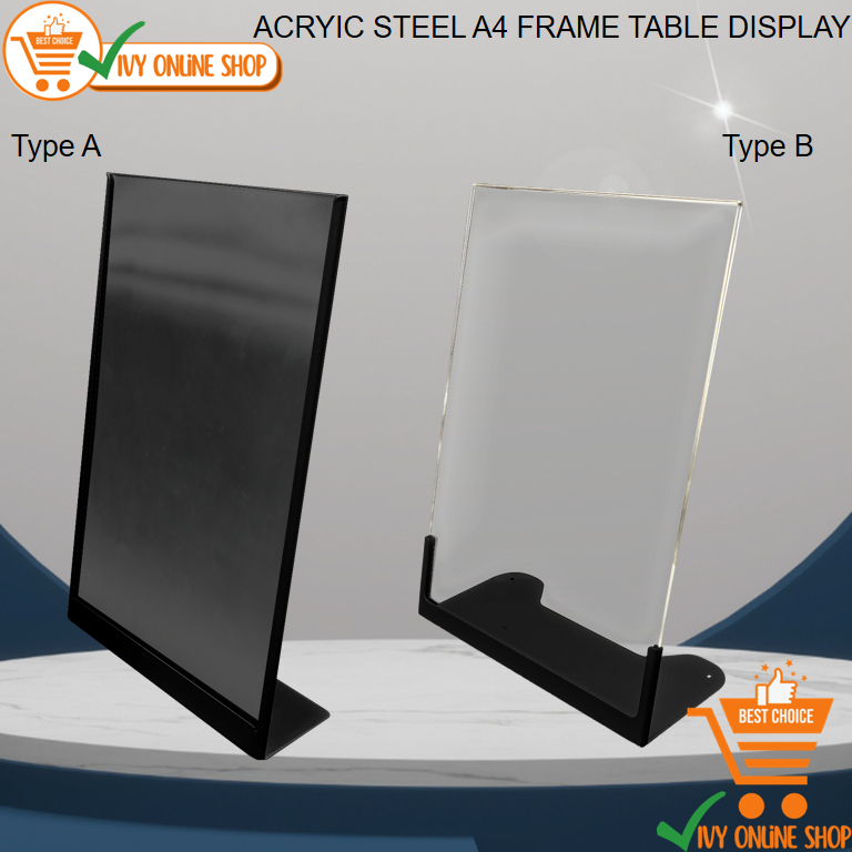 A4 Vertical Half & Metal Acrylic L Stand Display for Menu Product ...