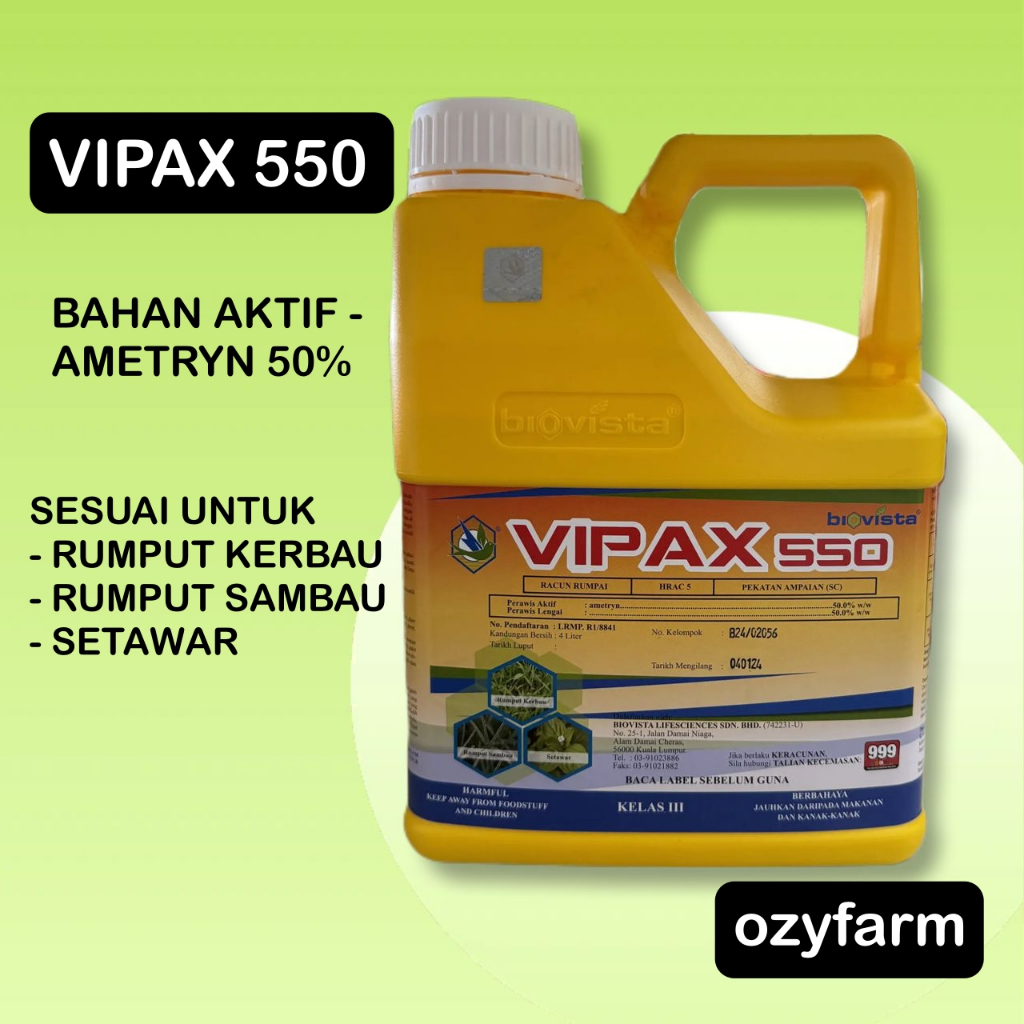 Racun rumput Vipax 550 4l herbicide rumput sambau sama macam tebunas ...