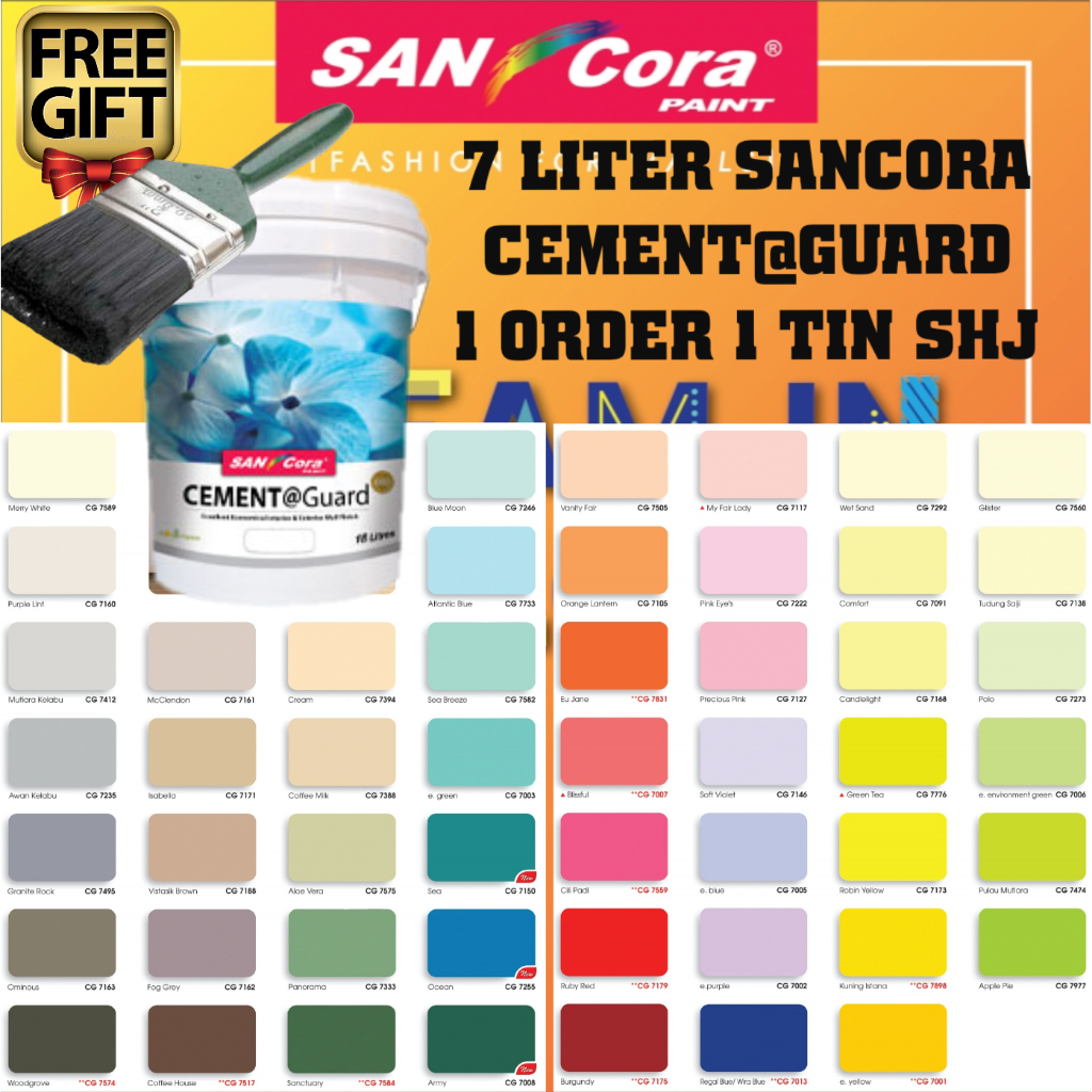 SANCORA CEMENT GUARD 7 LITER INTERIOR WALL EMULSION PAINT / CAT KAPUR AIR MATT DINDING DALAM ...