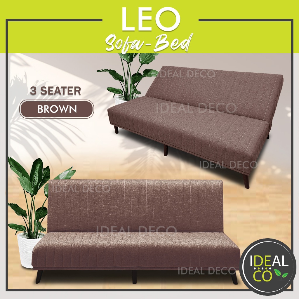 (Free Delivery) Leo Sofa Bed : Water Repellent Fabric Full Solid Wood Foldable Sofas ( 3 Seater ...