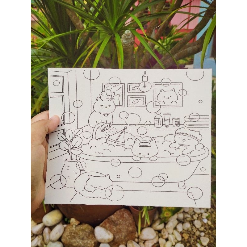Set mewarna comel | Cat coloring set | Cute coloring pages | 7 pages ...