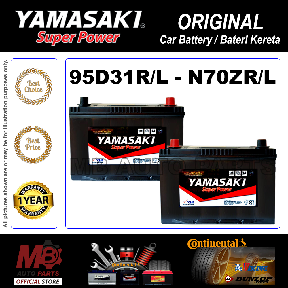 YAMASAKI 95D31R/L - NX120-7L - N70R/L Maintenance Free (MF) Super Power ...
