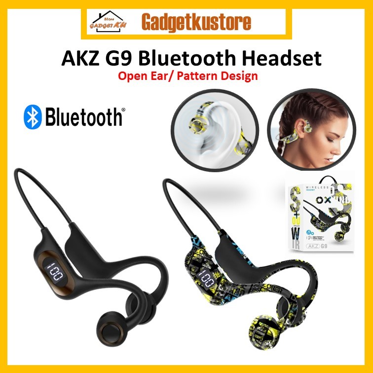 AKZ G9 Wireless Headset Open Ear/Pattern Design support TF Card Bluetooth Bone-Conduction Hi-Fi ...