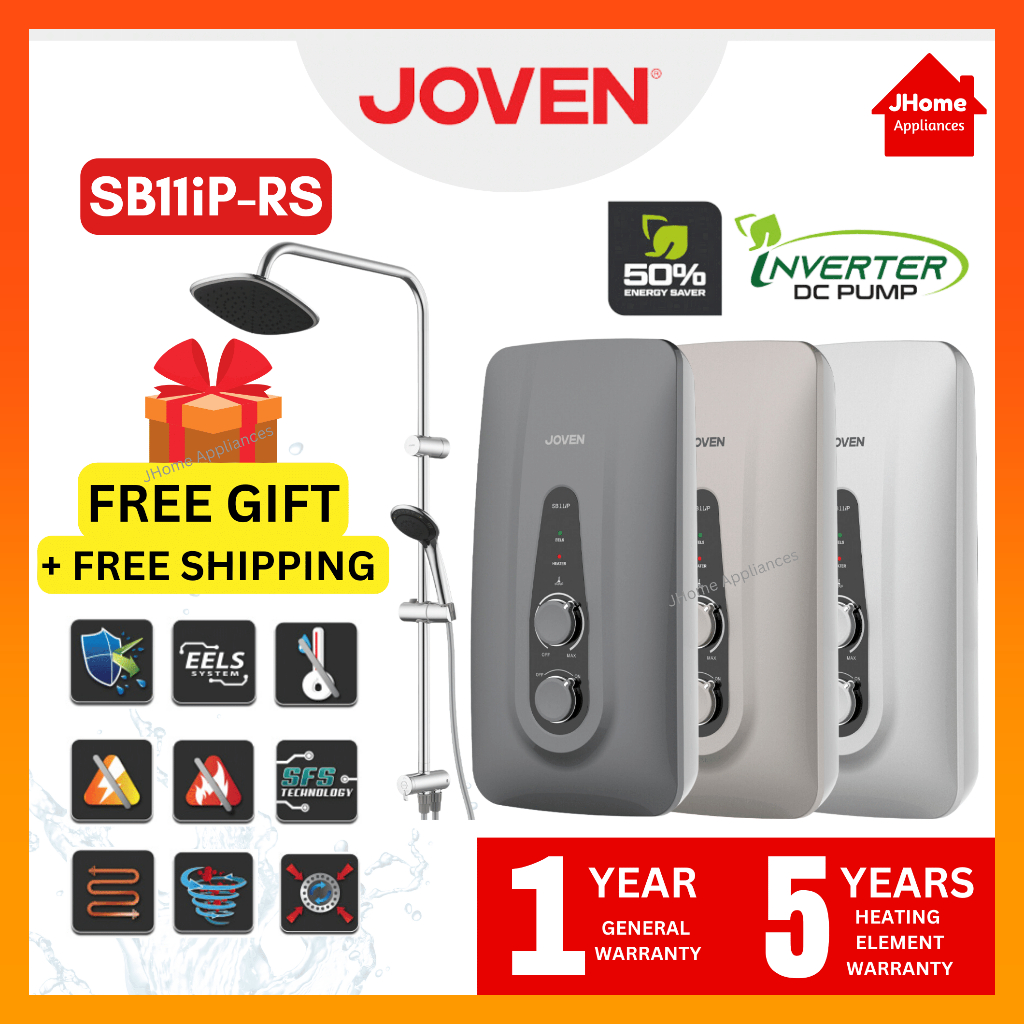 [FREE SHIPPING + GIFT!] JOVEN INSTANT WATER HEATER SB11iP-RS RAIN SHOWER DC PUMP PEMANAS AIR ...