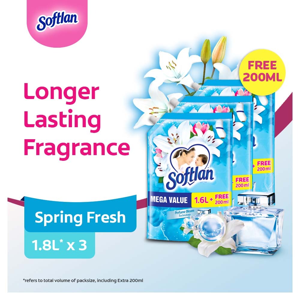 [CNY Promo] Softlan Anti Wrinkles Spring Fresh Fabric Softener Refill ...
