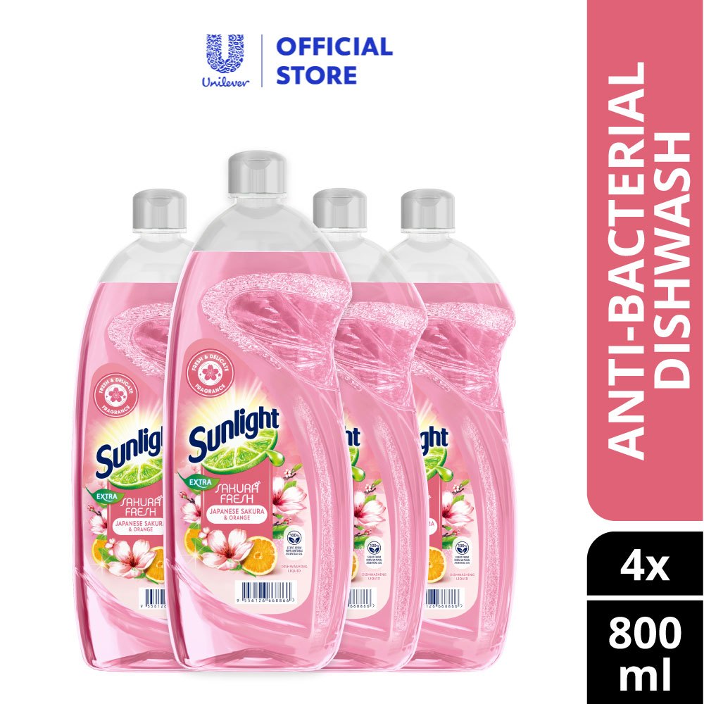 [Bundle of 4] Sunlight Extra Dishwashing Liquid Sakura Fresh 800ml ...
