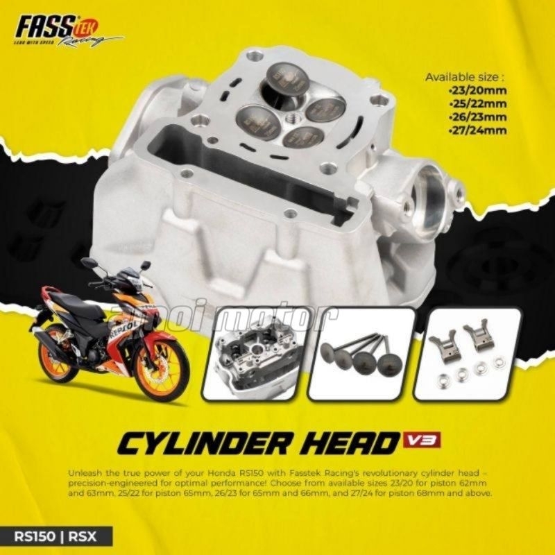 RS150 V3 RSX150 25/22 23/20 26/23 27/24 Fasstek Racing Head CNC Racing ...