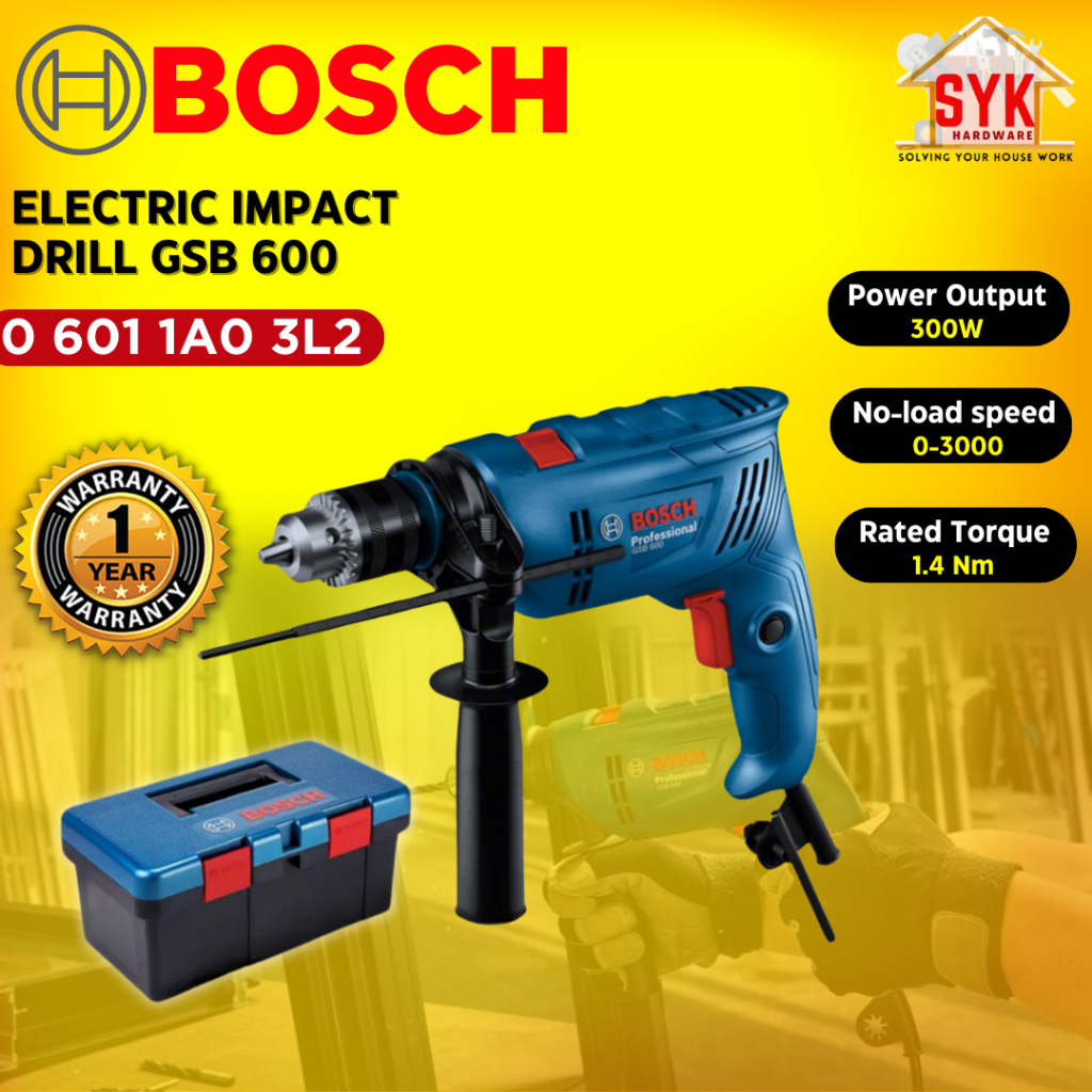 SYK Bosch GSB 600 Electric Impact Drill Concrete Wood Drilling Machine ...