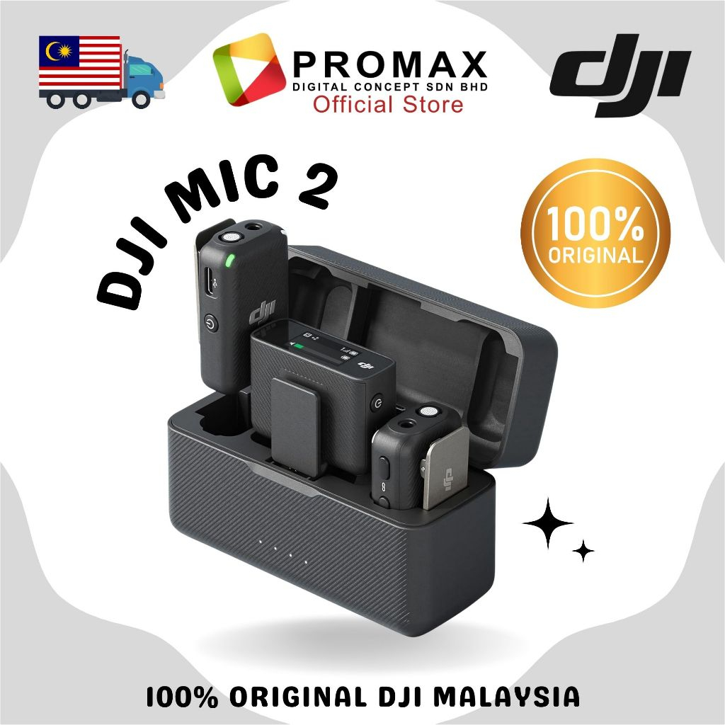 Dji Mic 2 Microphone (2 TX + 1 RX + Charging Case) Wireless Microphone ...