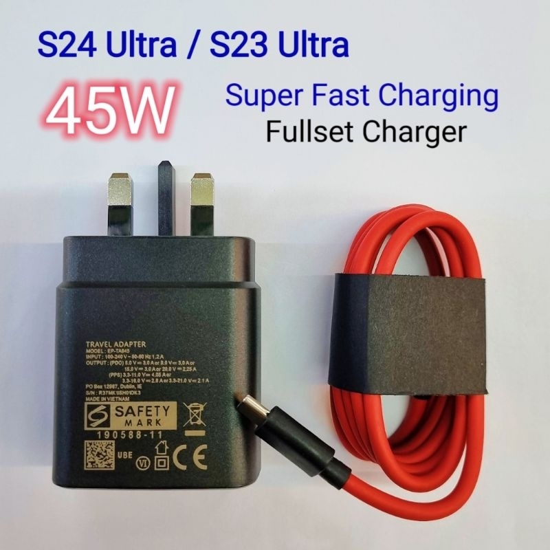 Galaxy S24 S25 Ultra 45W Power Adapter Charger 9A Type-C To C USB Cable 100cm Support Super Fast ...