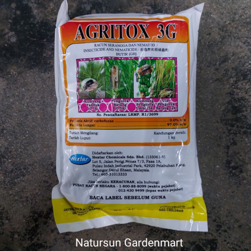 1KG Agritox 3G/Hextar/Racun Serangga dan Nematod/carbofuran 3% | Shopee ...