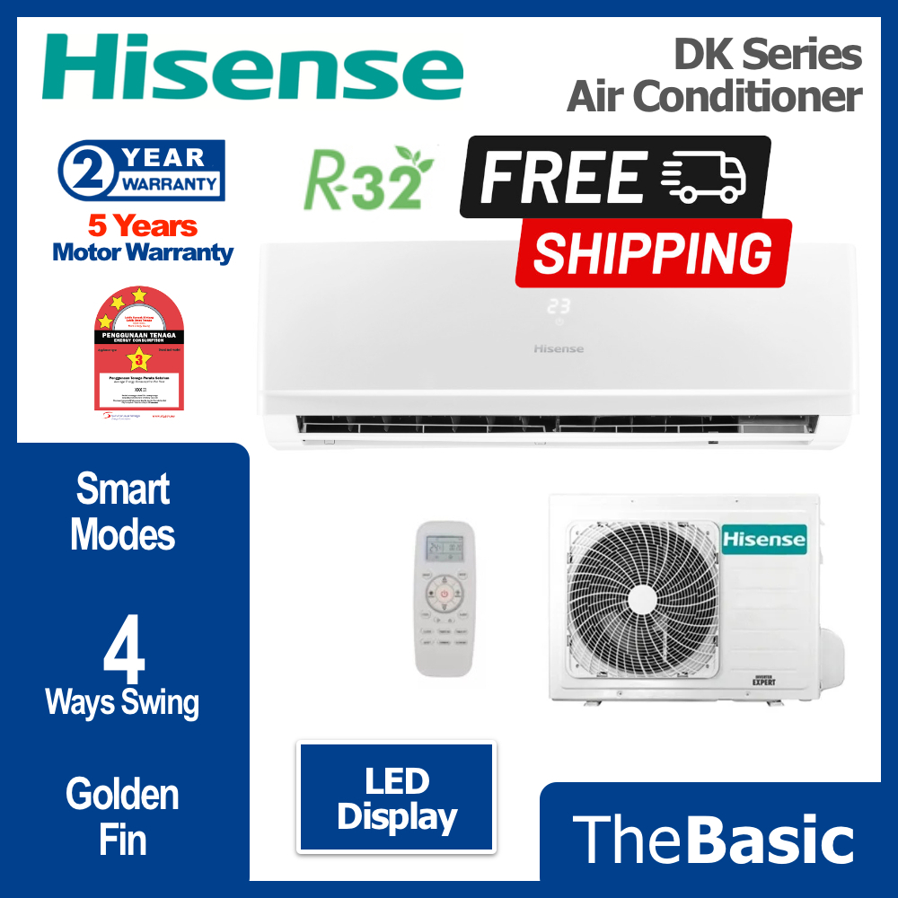 [FREE SHIPPING] HISENSE AirCond R32 Non Inverter Air Conditioner 4 Ways ...