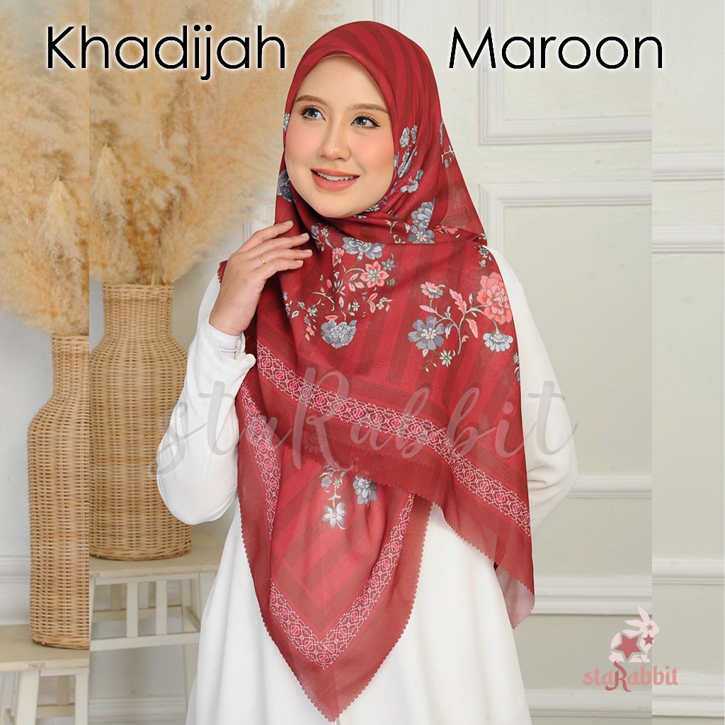 Tudung Bawal Cotton Corak Floral Lazer Cut Square Bidang 50 Bunga ...