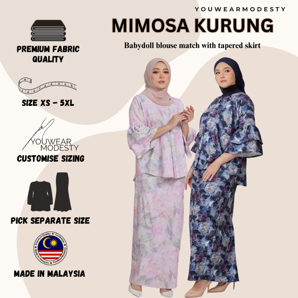 YouWearModesty Mimosa Baju raya 2024 rival baju kurung plus size lilac ...