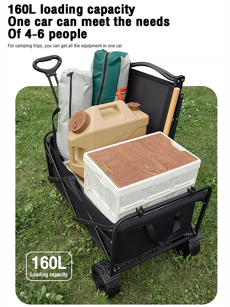 SOTIAY Camping Trolley Wagon Foldable Trolley Camping Wagon Table Set ...