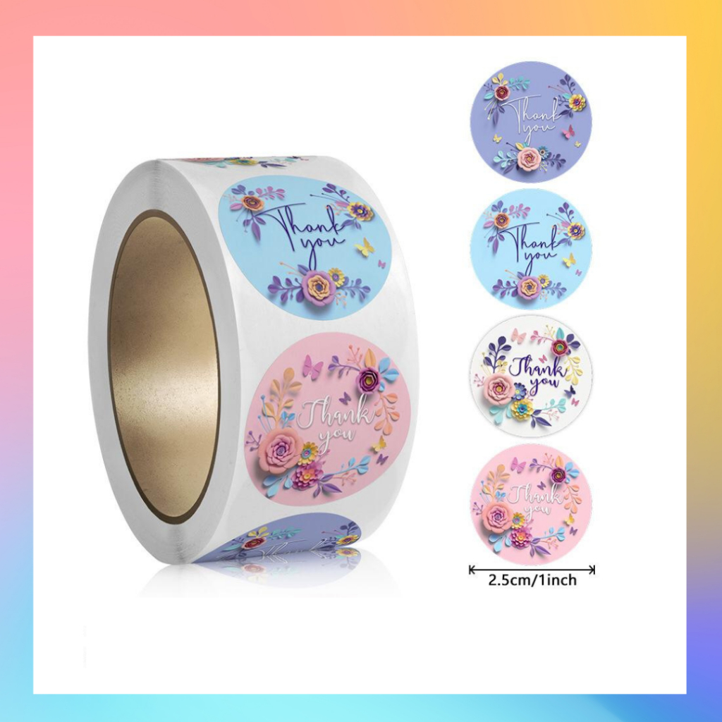 500pcs/roll Thank You Sticker/Stiker Terima Kasih/Seal Label/Sticker ...