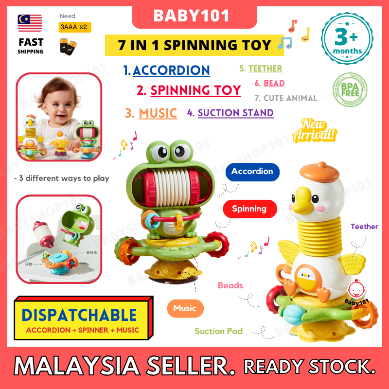【Baby101】7 in 1 Baby Music Spinner Toys Suction Cup Spinning Sensory ...