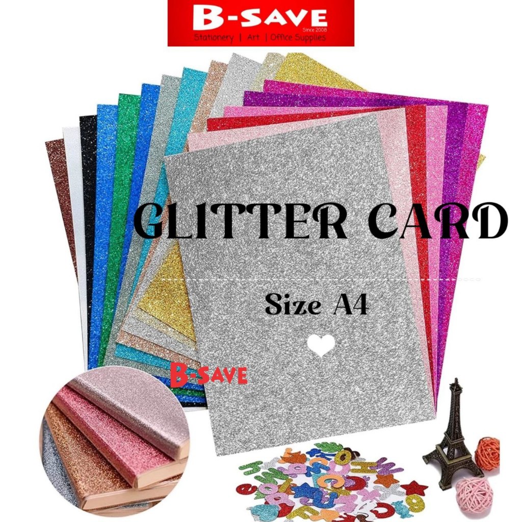 Glitter Card | Premium A4 Size Glittering Shining Card for Crafts DIY ...