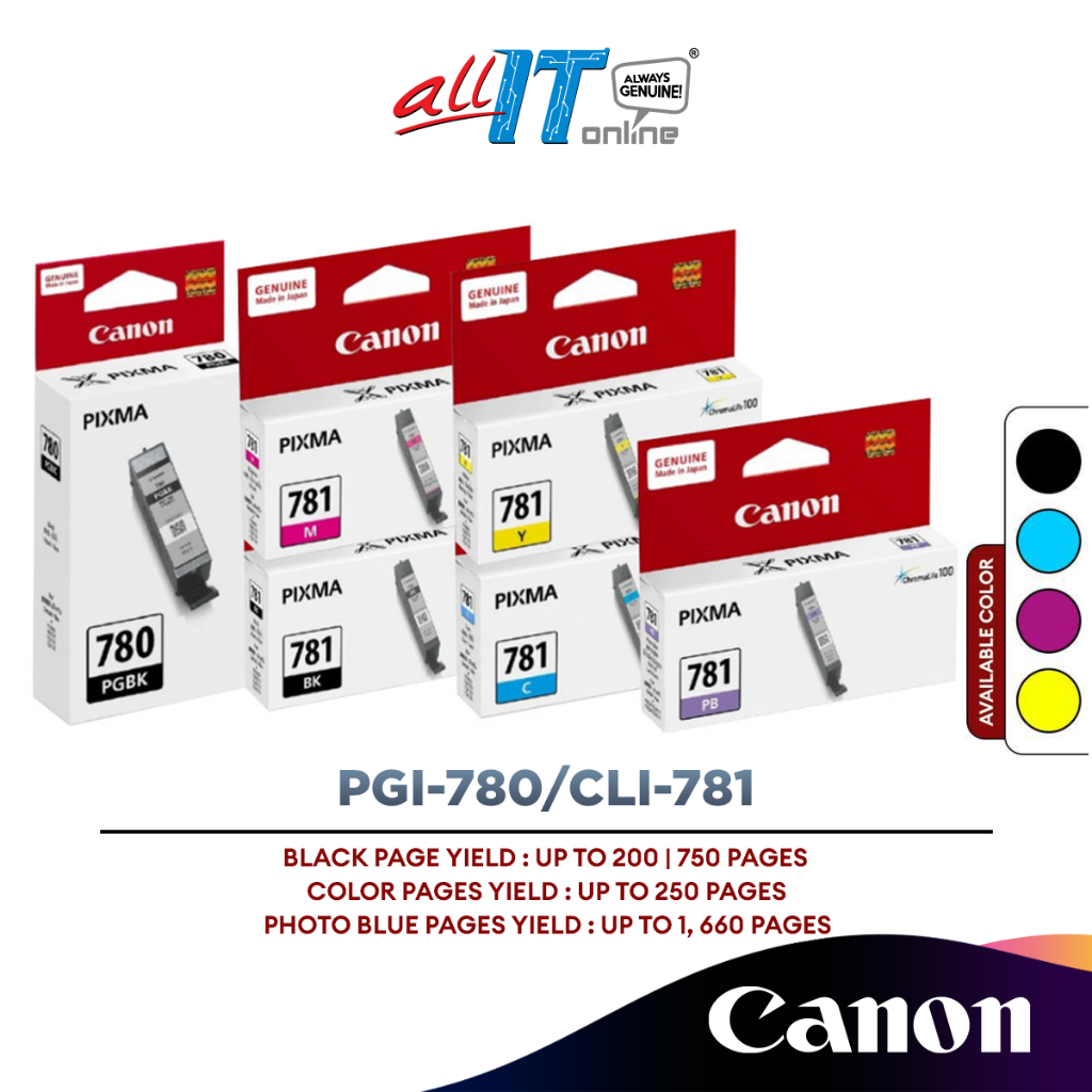 Canon PGI-780 Black | Canon CLI-781 Black | Canon CLI-781 Color Ink ...