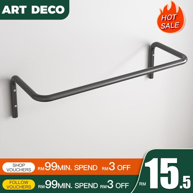 Clothes Rack 100/80/60CM Wall Mounted Clothes Bar Mulig Clothing Hanger ...