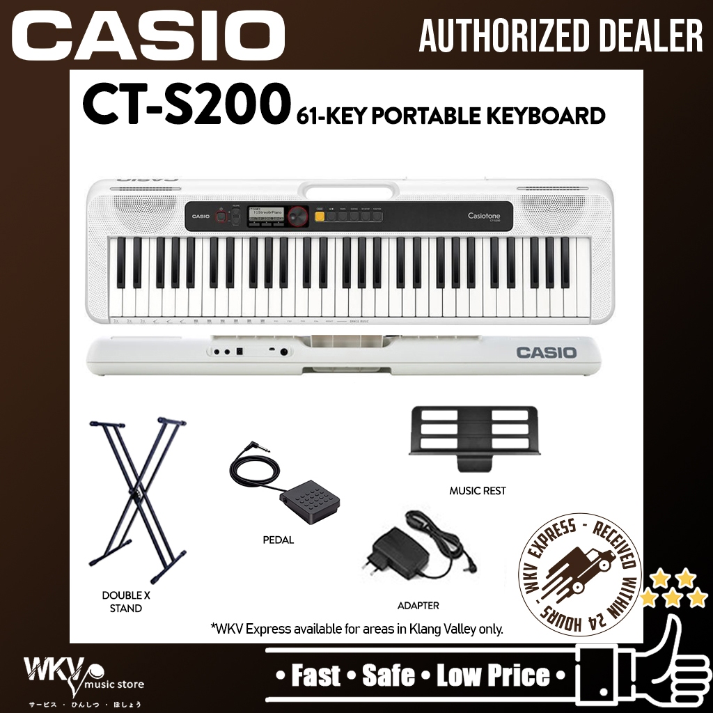 Casio CT-S200 61-Keys Casiotone Keyboard with Keyboard Bag, Stand ...