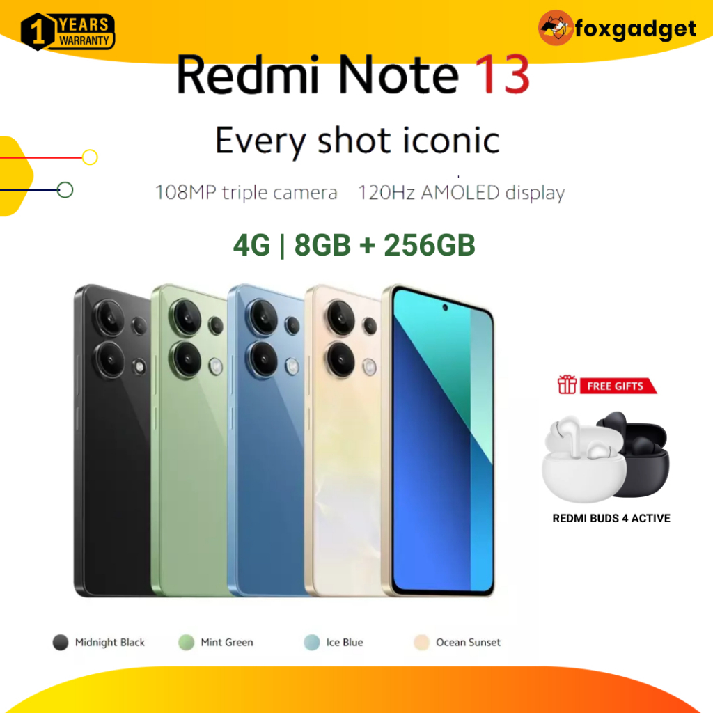Redmi Note 13 4G (8GB RAM+8GB RAM+256GB ROM) | 108MP Main Camera ...