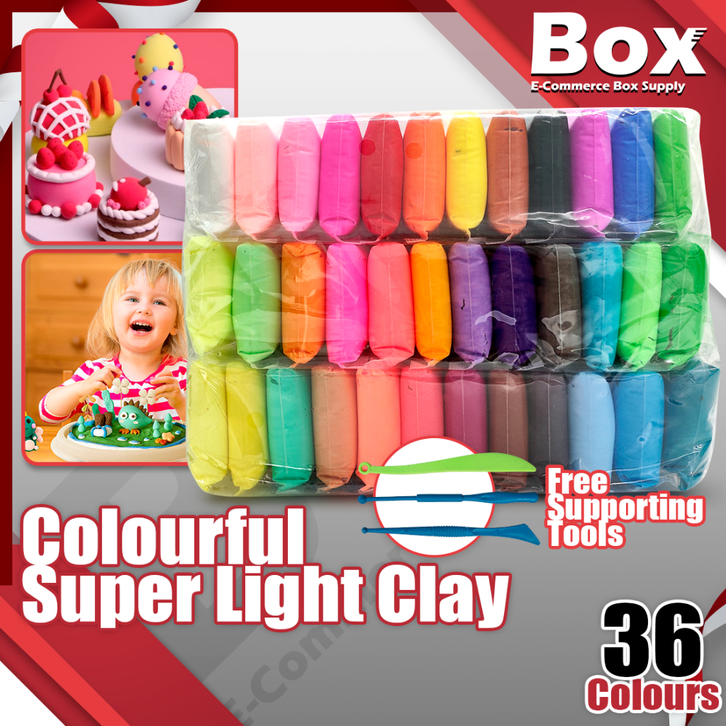 Super Light Clay Set 12/24/36 Colours Non-Toxic ±10gsm For DIY Modeling ...