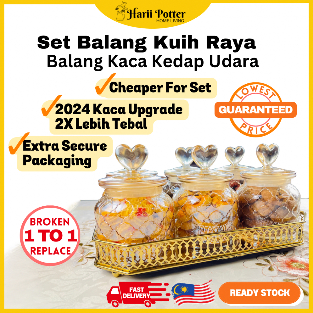 Bekas Kuih Raya Set Viral 2024 Set Balang Kuih Raya Kedap Udara Balang ...
