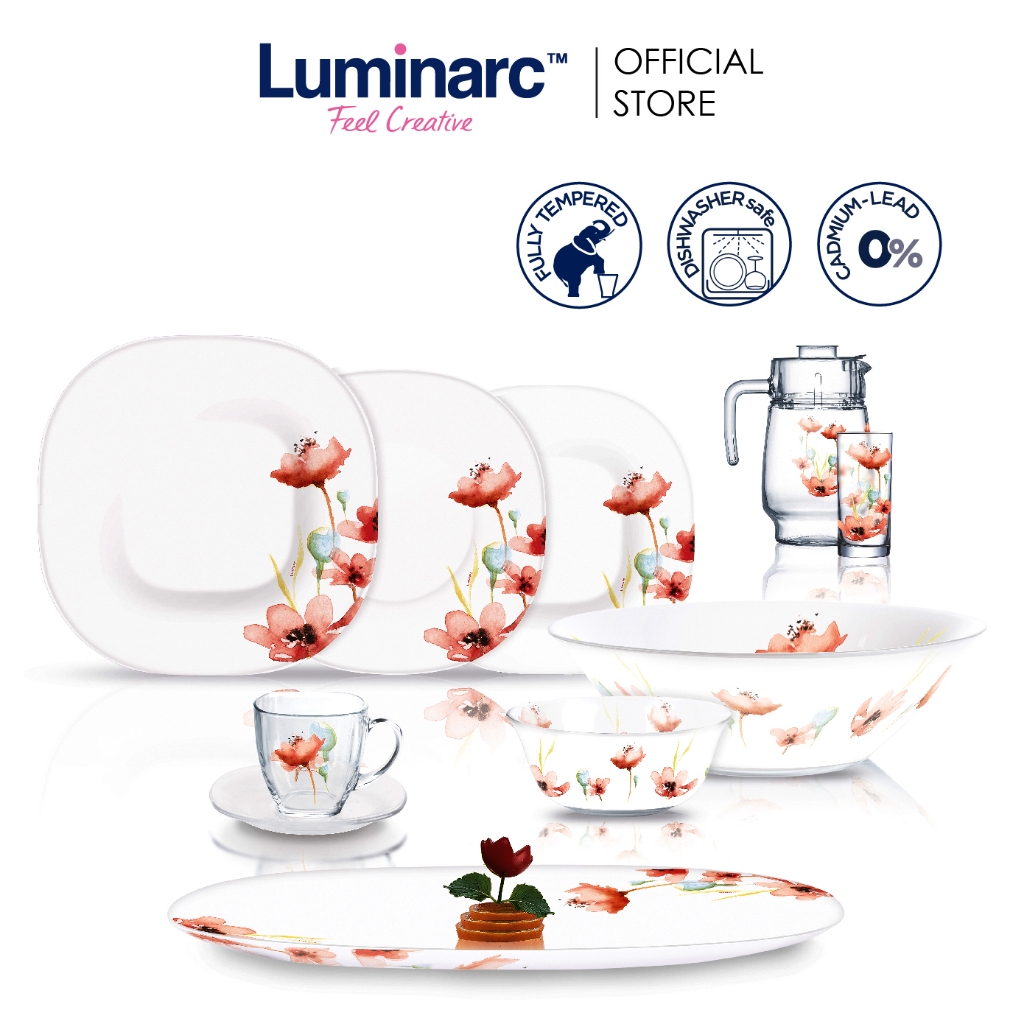 Luminarc Florenza White Jumbo Dinner Set - Flora (46 Pieces) [Model ...