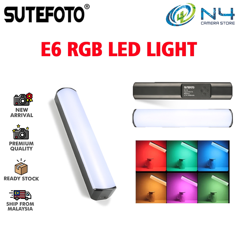 Sutefoto E6 RGB LED Video Light Tube Portable Handheld Pocket Size ...