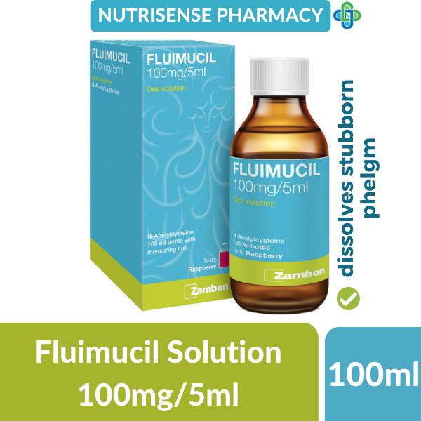 Fluimucil Oral Solution 100mg/5ml - 100ml [For Chesty Cough, Berkahak ...