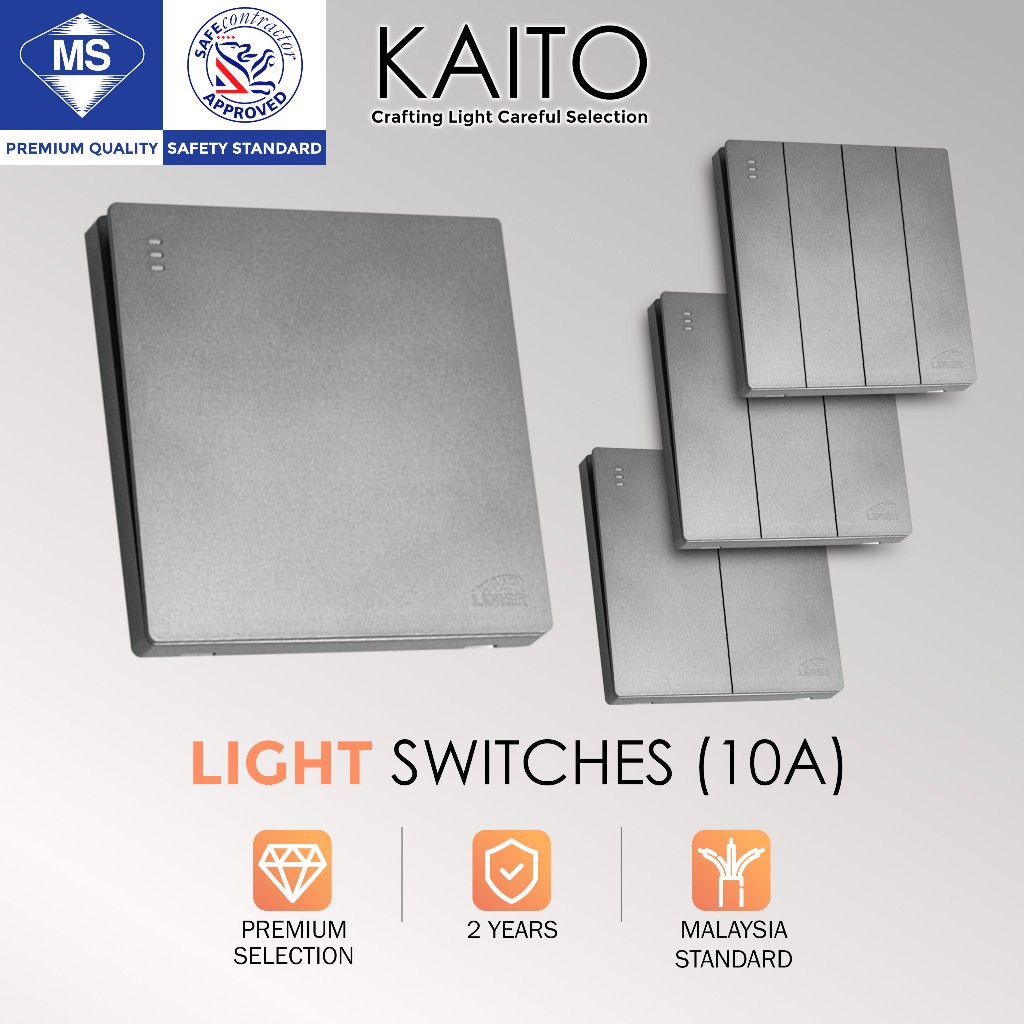 KAITO Ultra Slim Light Switch 1 / 2 / 3 / 4 Gang Switch 1 Way 2 Way ...