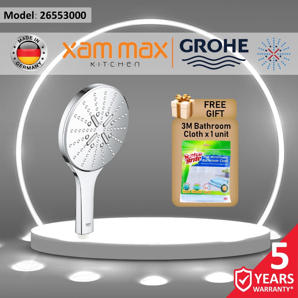 Grohe 26553000 Chrome Rainshower 150 Smart Active Cube Square Hand ...