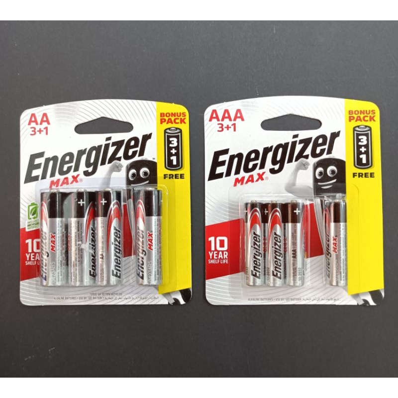 100%. Original Energizer MAX AA#AAA Battery / Bateri (3 + 1 Bonus Pack ...