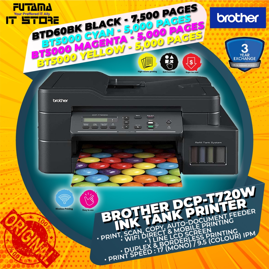 Brother DCP-T720DW Ink Tank Printer - Print,Scan,Copy with Auto ...