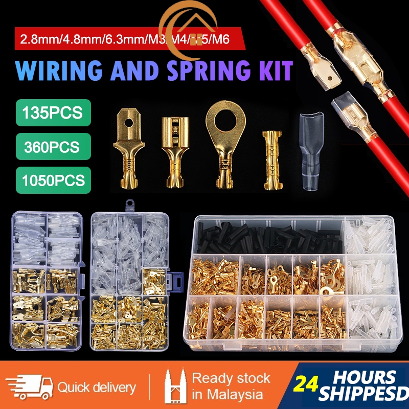 🔧135/360/1051PCS WIRING AND SPRING KIT 360PCS Crimp Terminals 1050PCS ...