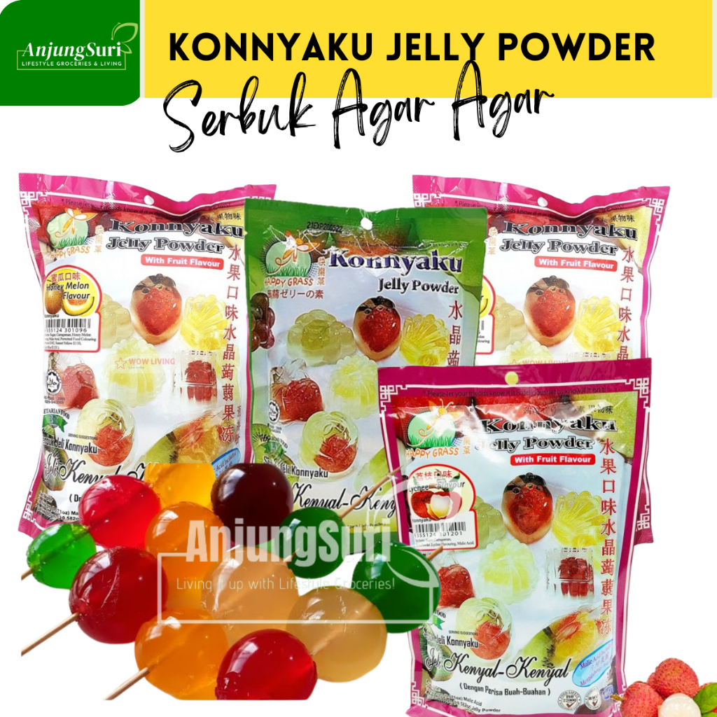 Konnyaku Happy Grass Jelly Powder Serbuk Agar-Agar Jeli Ball Perisa Buah Fruit Flavour | Shopee ...