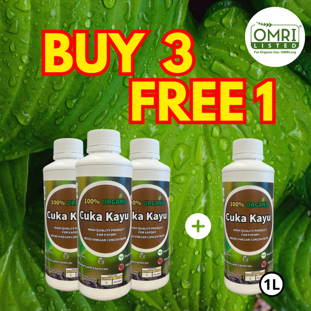 【BUY 3 FREE 1】 CUKA KAYU 1L WOOD VINEGAR/木醋 ORGANIC ANTI SERANGGA BAJA FOLIAR PERTUMBUHAN POKOK ...