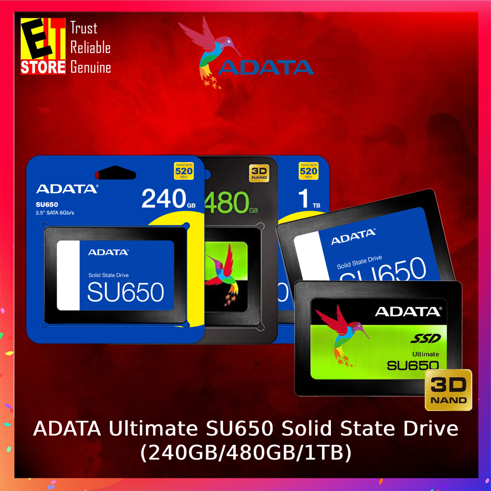 ADATA SSD 240GB /480GB / 1000GB ULTIMATE SU650 2.5in SSD (3 Years ...